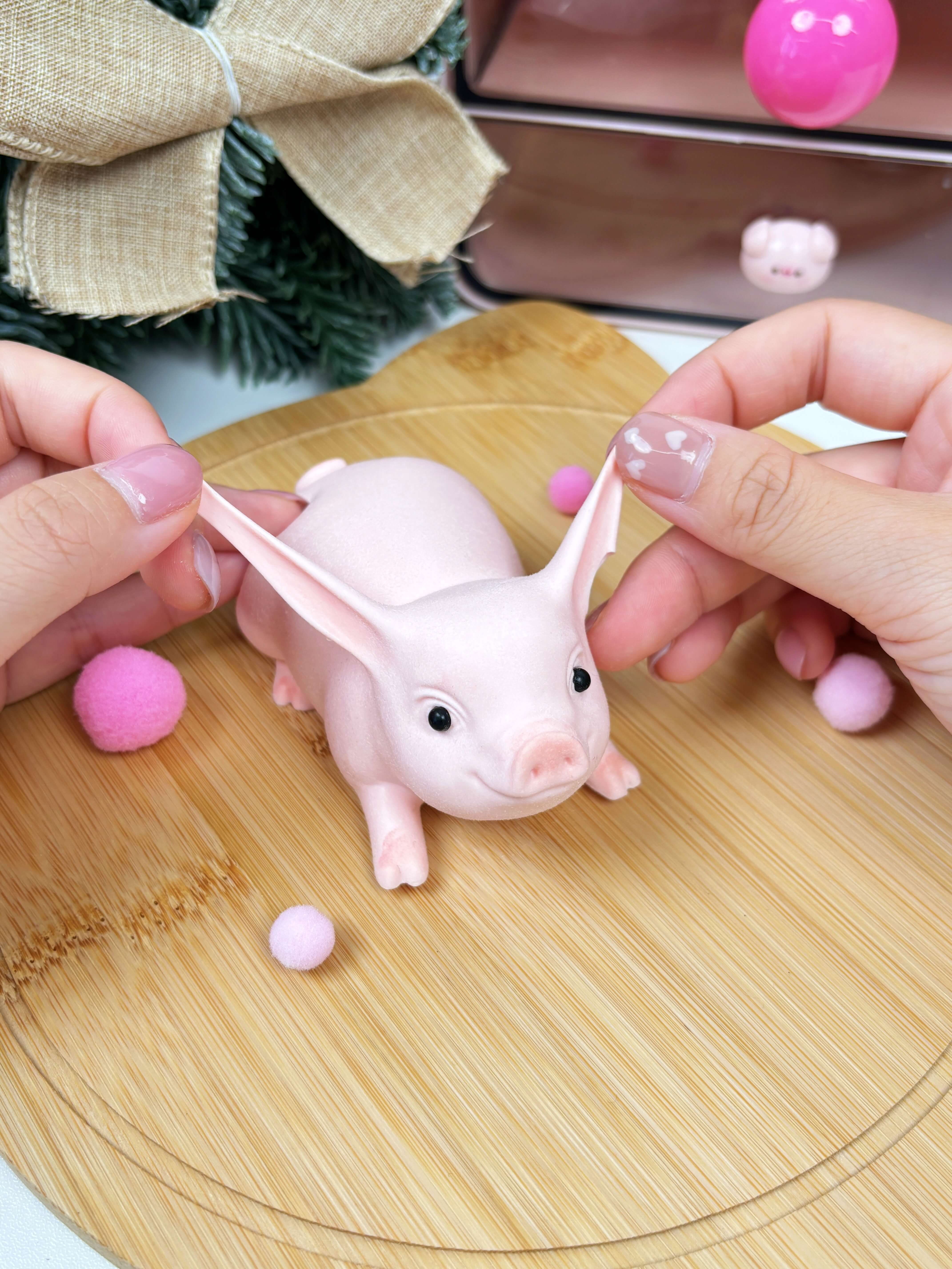 Flocked Pig Taba Squishy Toy – yoyosquishy