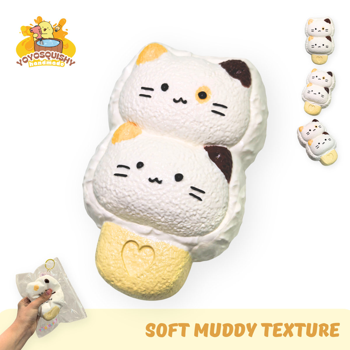 YOYOSQUISHY Calico Cat Ice Cream Soft Muddy Texture Taba Squishy Toy ...